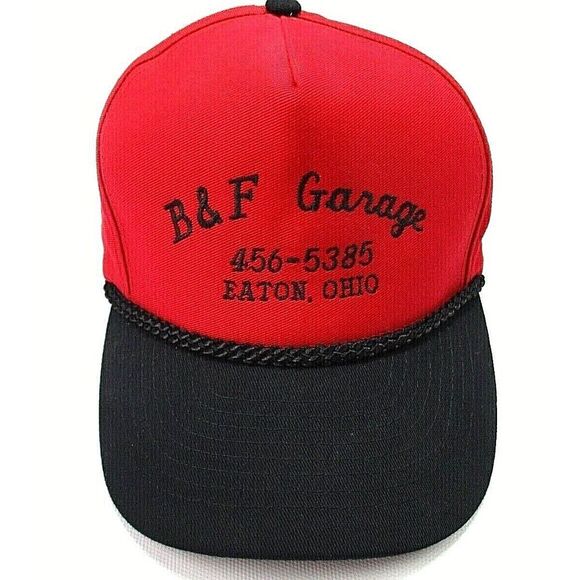 Accessories | Vintage B F Garage Eaton Ohio Red Black Snapback Trucker ...
